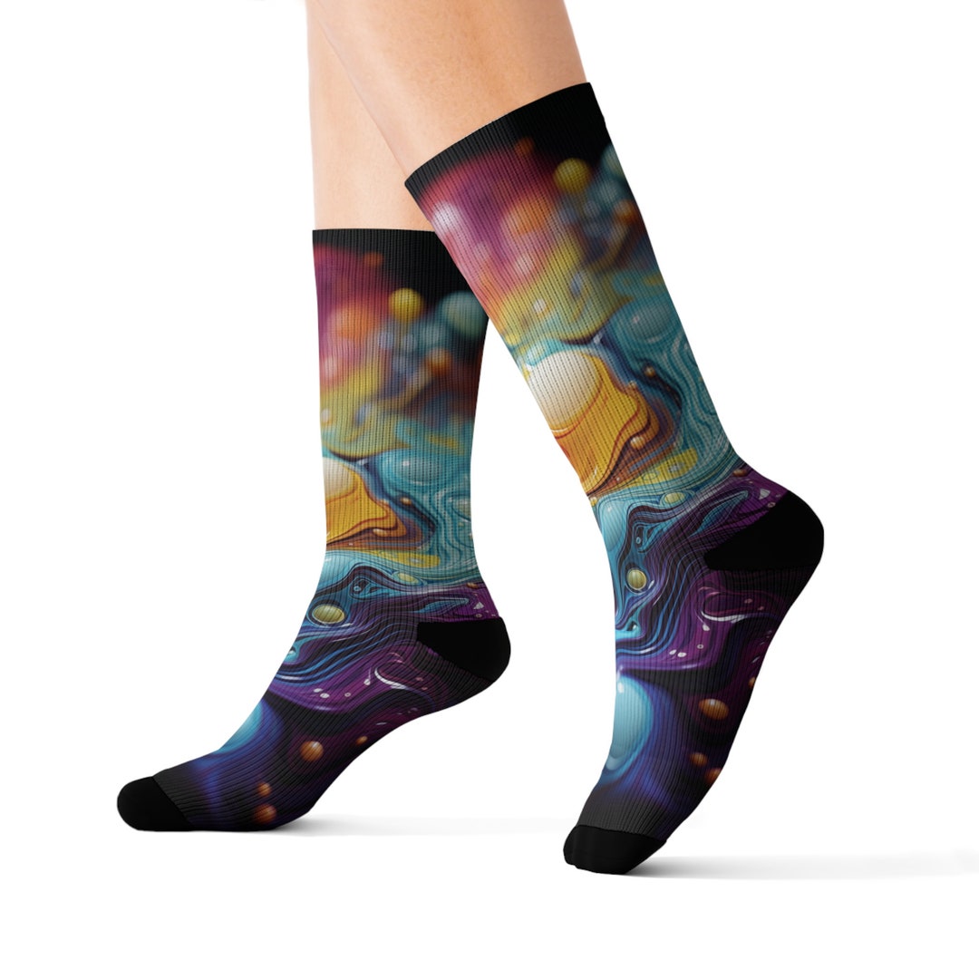 Luminous Lava Groove: Retro-inspired Socks for a Psychedelic Stride - Etsy