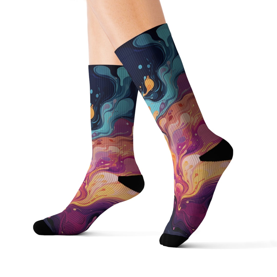 Retro Radiance: Lava Lamp Inspired Socks for a Vibrant Stride - Etsy