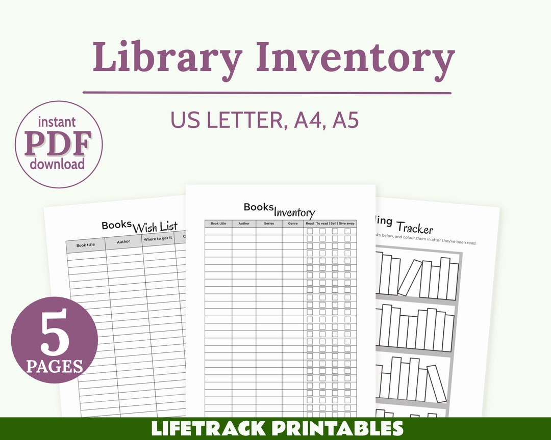 Printable Book Inventory Trackers | PDF Instant Digital Download ...