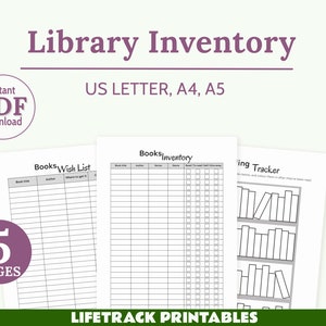 Printable Book Inventory Trackers | PDF Instant Digital Download ...