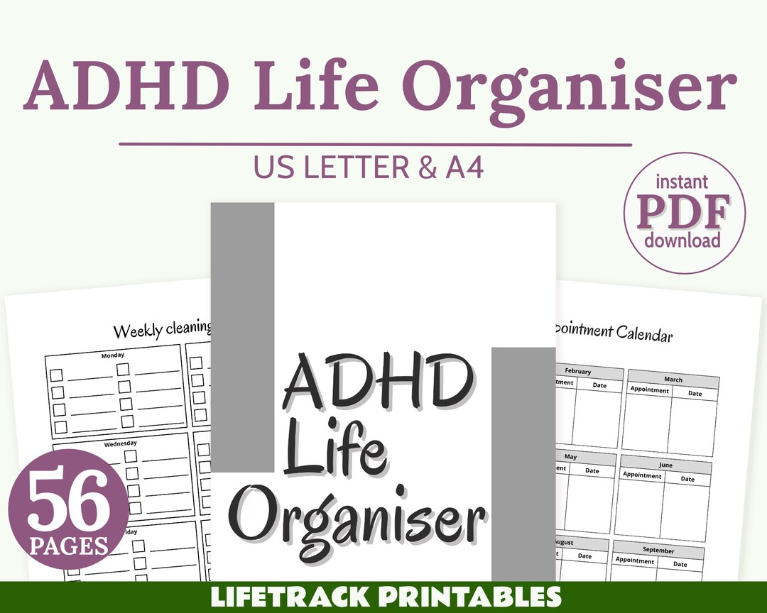 Printable ADHD Life Organiser Planner PDF Instant Digital Download ...