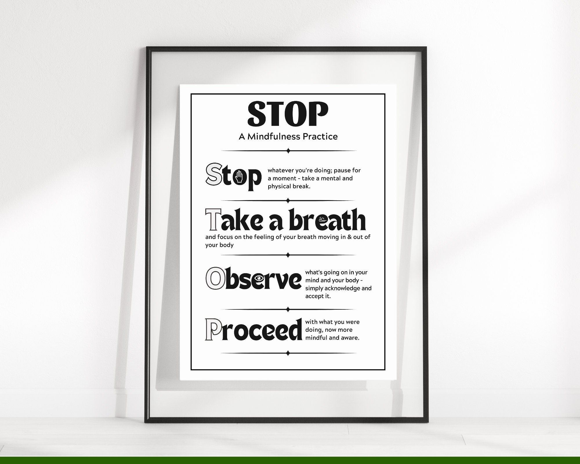 Printable Mindfulness Poster PDF Instant Digital Download STOP ...