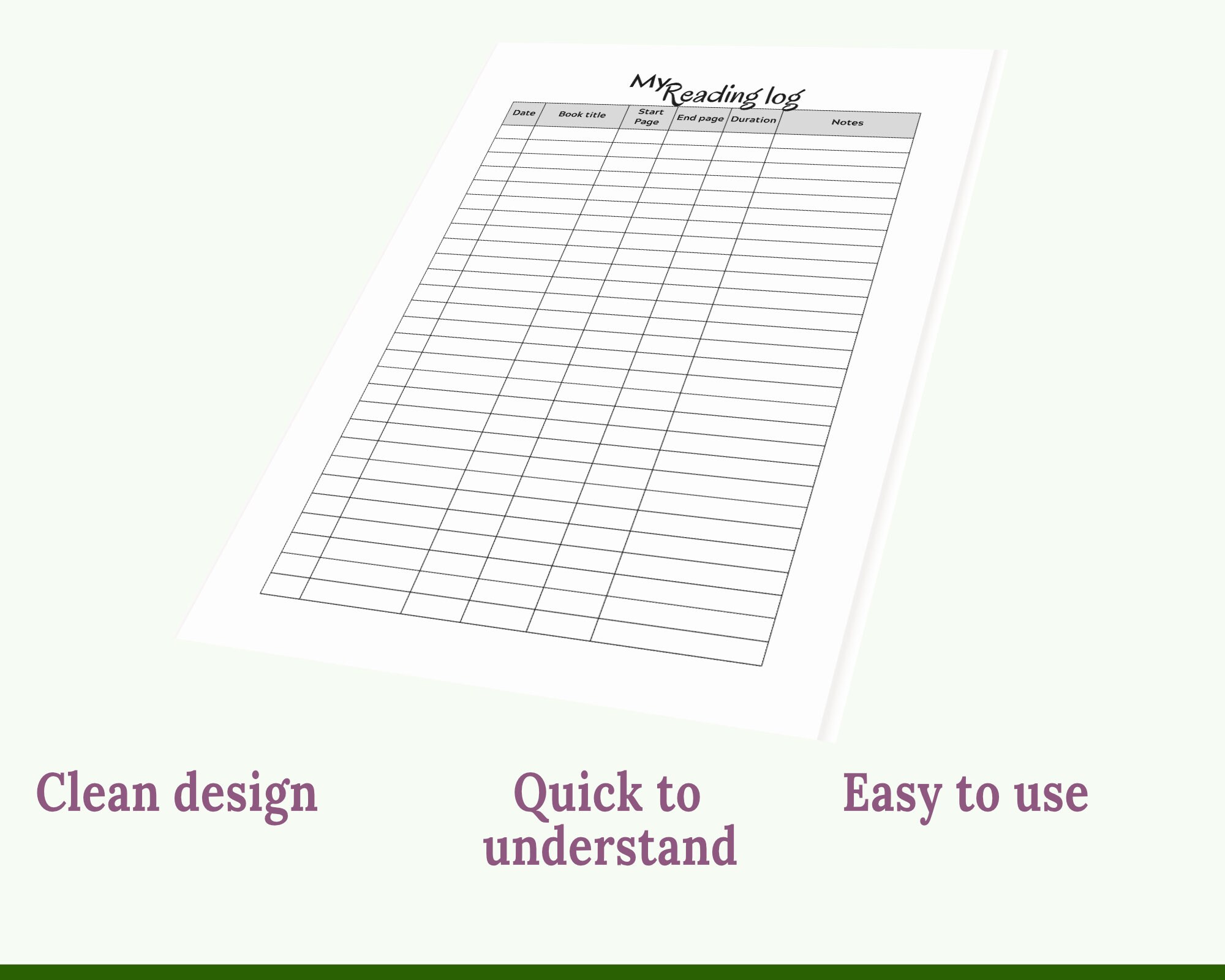 Printable Reading Log PDF Instant Digital Download - Etsy UK
