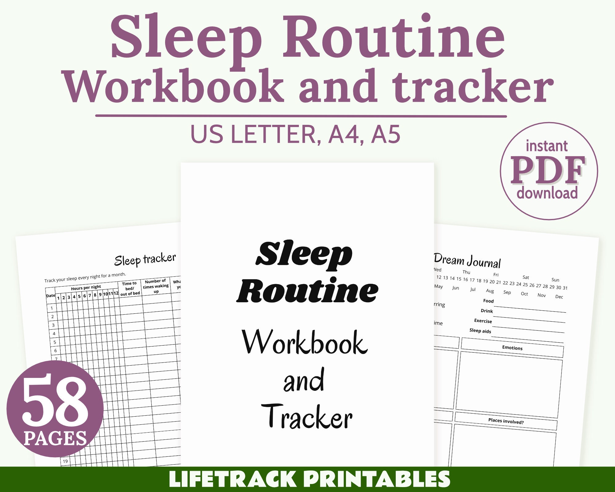 Printable Sleep Routine Workbook and Tracker PDF Instant Digital ...