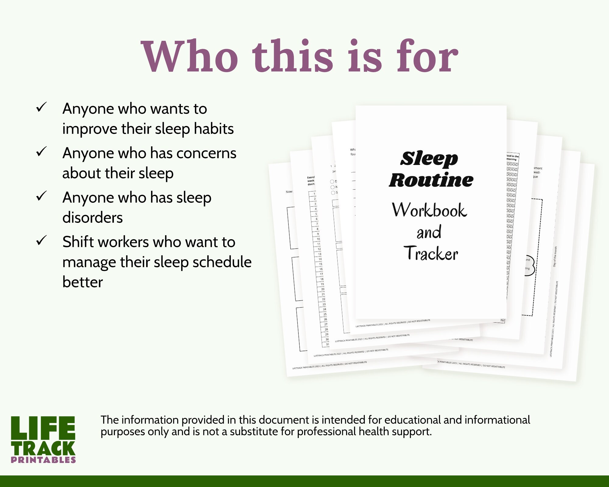 Printable Sleep Routine Workbook and Tracker PDF Instant Digital ...