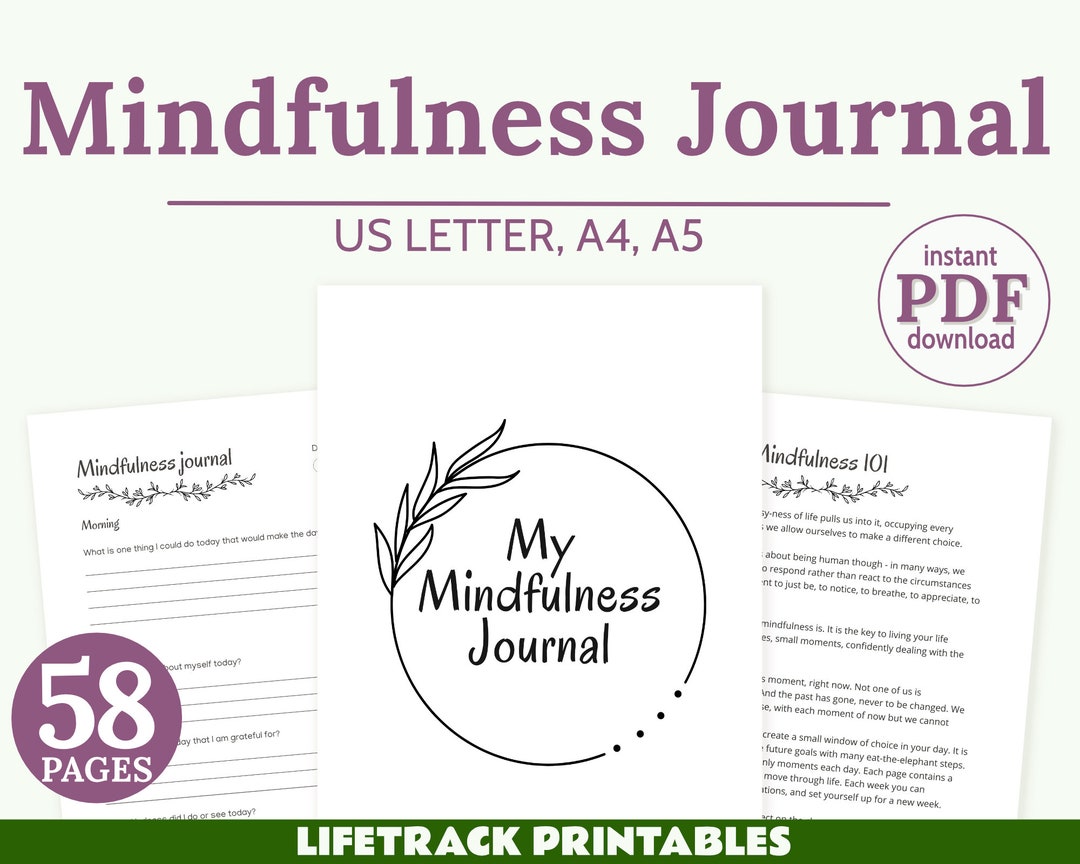 Printable Mindfulness Journal PDF Instant Digital Download A Guided 31 ...