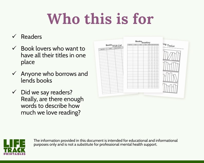 Printable Book Inventory Trackers | PDF Instant Digital Download ...