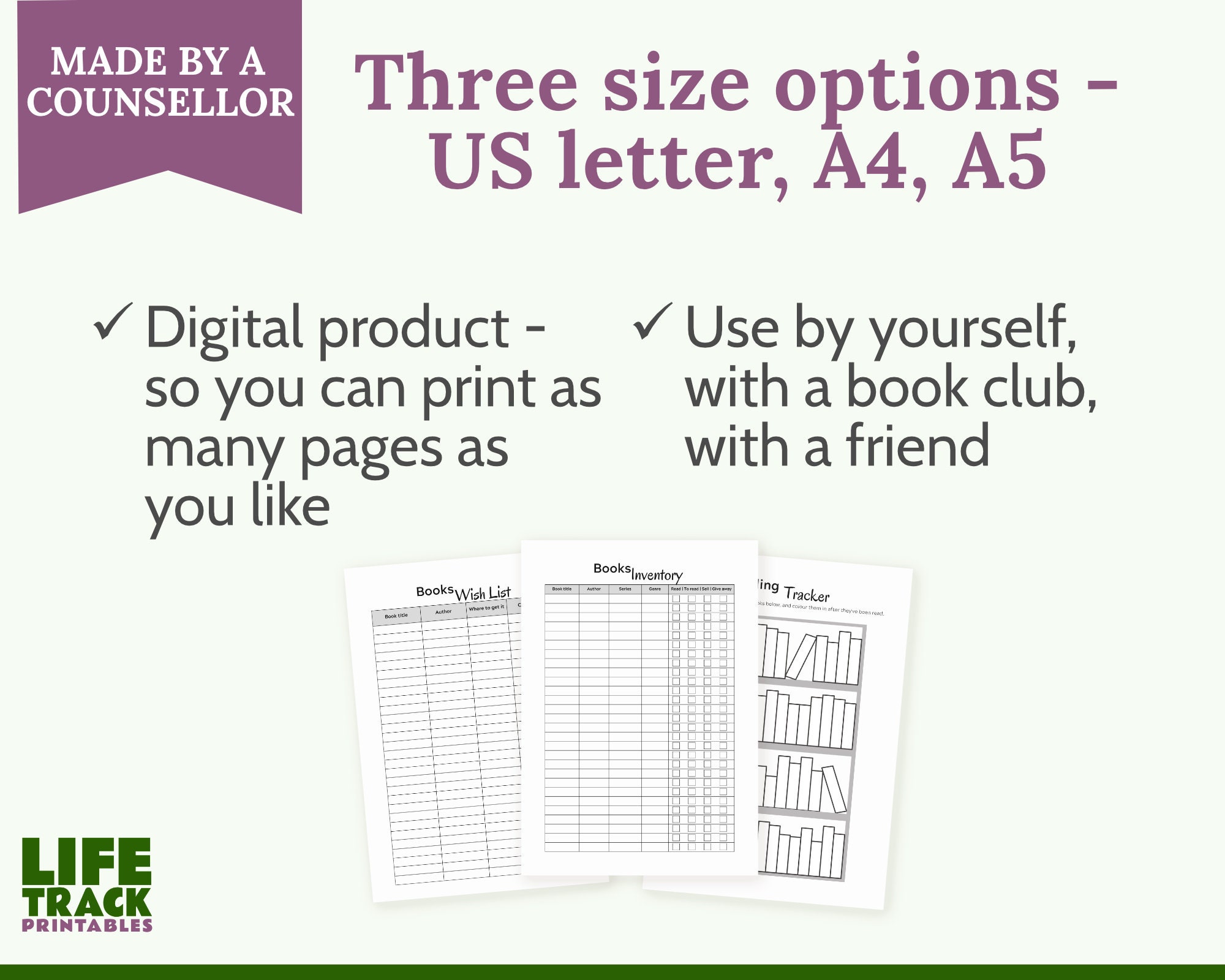 Printable Book Inventory Trackers | PDF Instant Digital Download ...