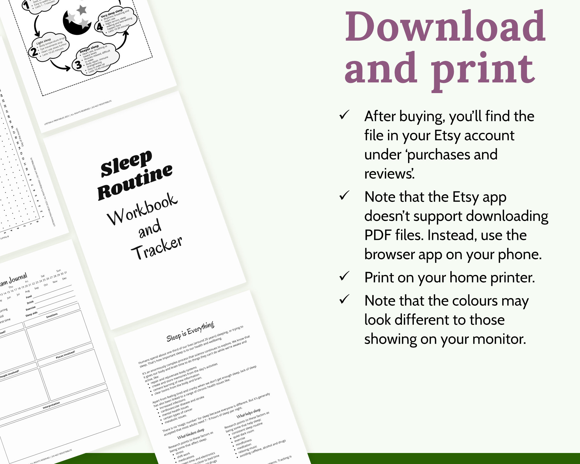 Printable Sleep Routine Workbook and Tracker PDF Instant Digital ...