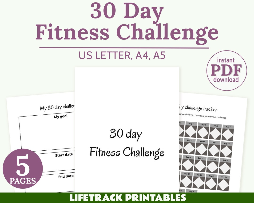 Printable 30 Day Fitness Challenge With Tracker PDF Instant Digital ...