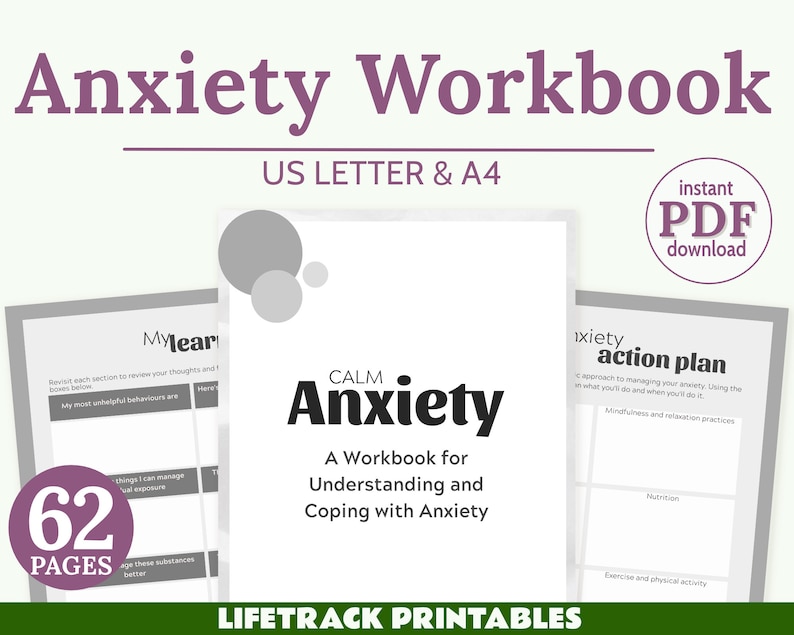 Printable Anxiety Workbook PDF Instant Download Posters and Worksheets ...