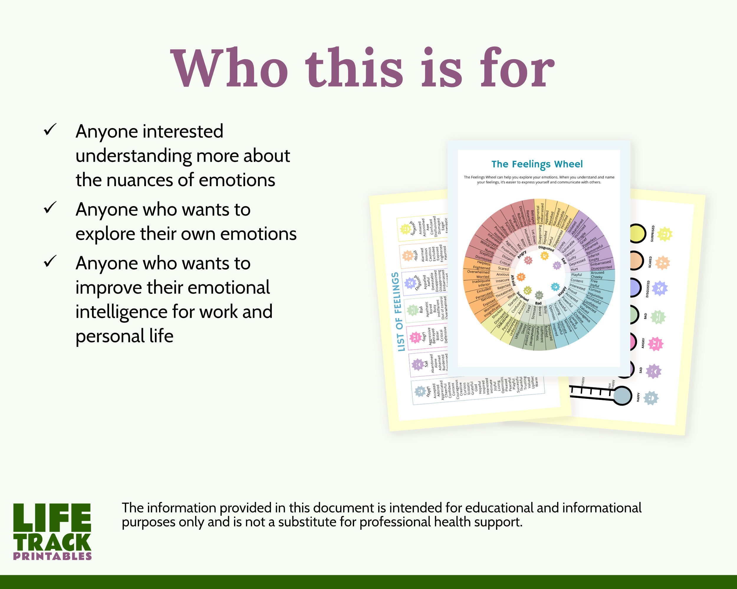 Feelings Wheel Emotion Wheel Printable PDF Instant Download Personal ...