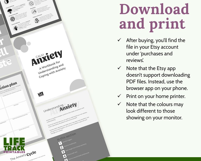 Printable Anxiety Workbook PDF Instant Download Posters and Worksheets ...