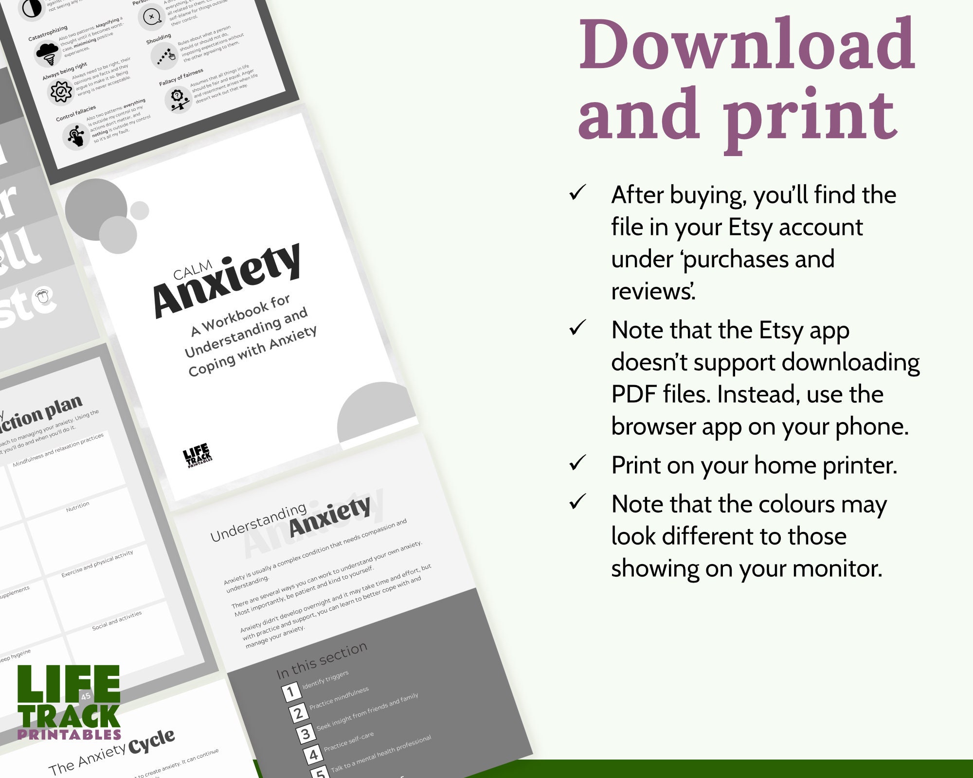 Printable Anxiety Workbook PDF Instant Download Posters and Worksheets ...