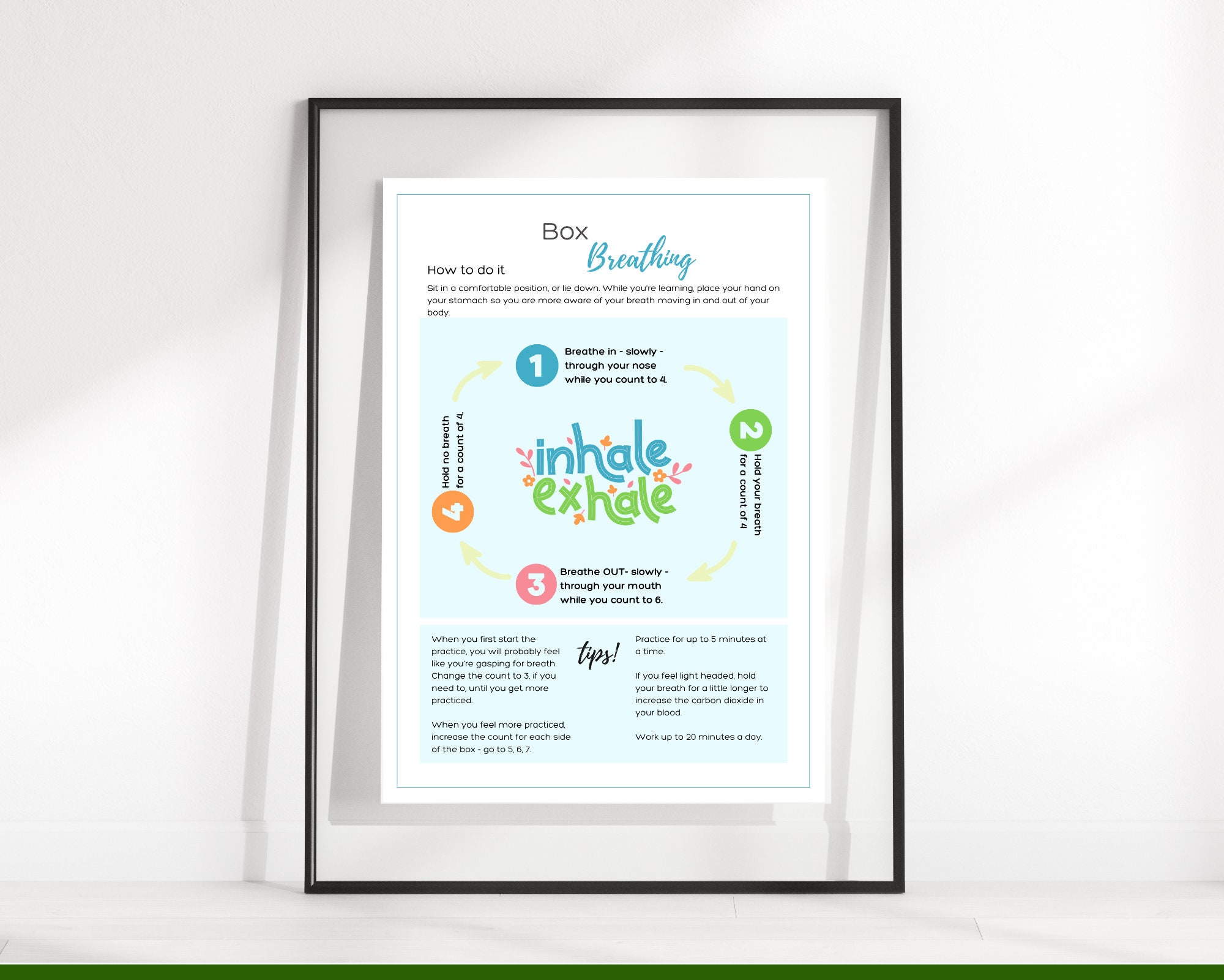 Box Breathing Poster PDF Instant Download Printable Stress Anxiety ...