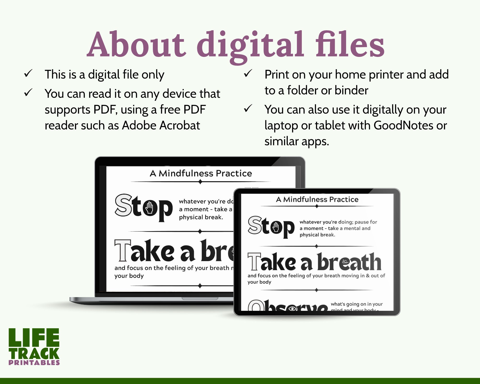 Printable Mindfulness Poster PDF Instant Digital Download STOP ...