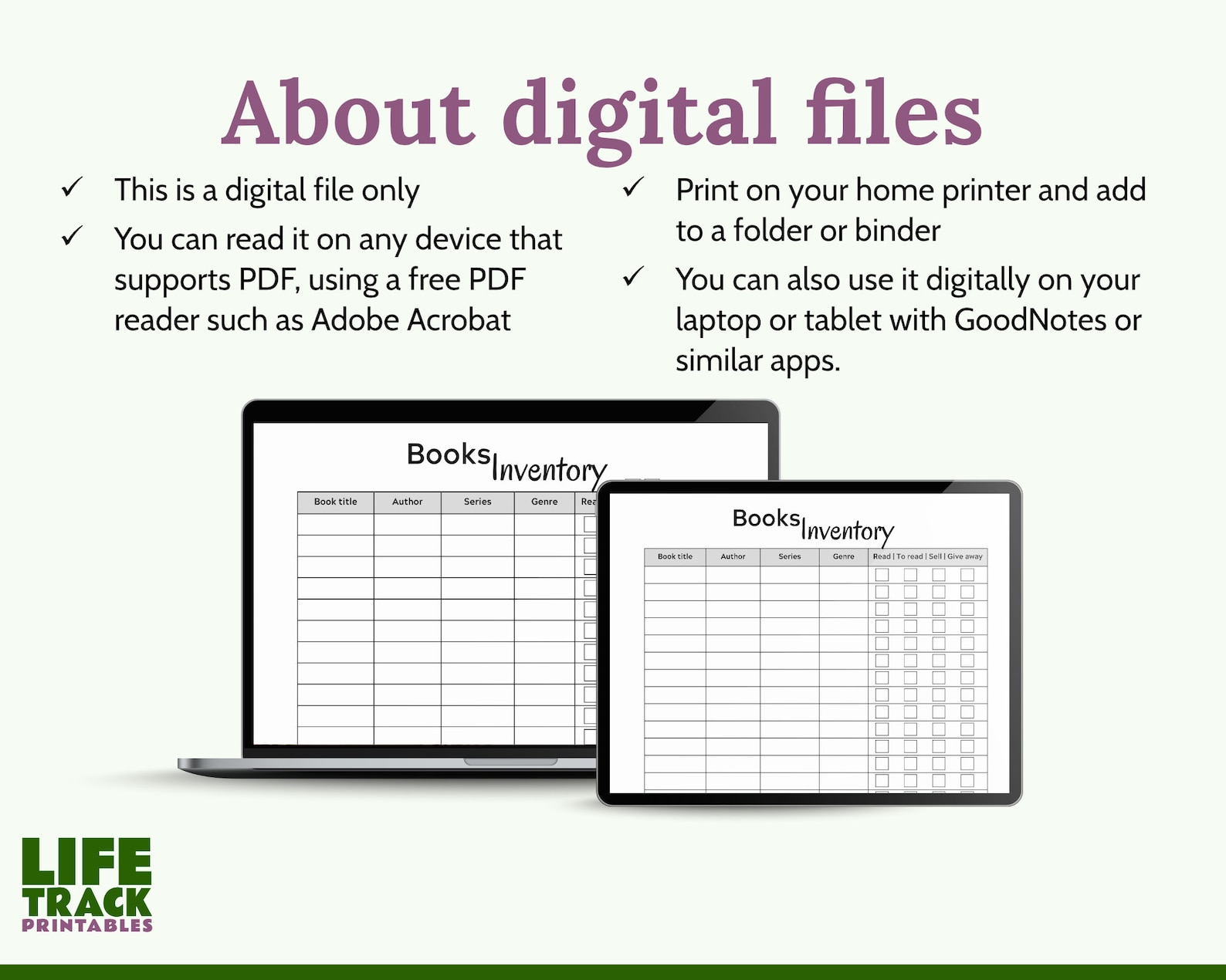 Printable Book Inventory Trackers | PDF Instant Digital Download ...