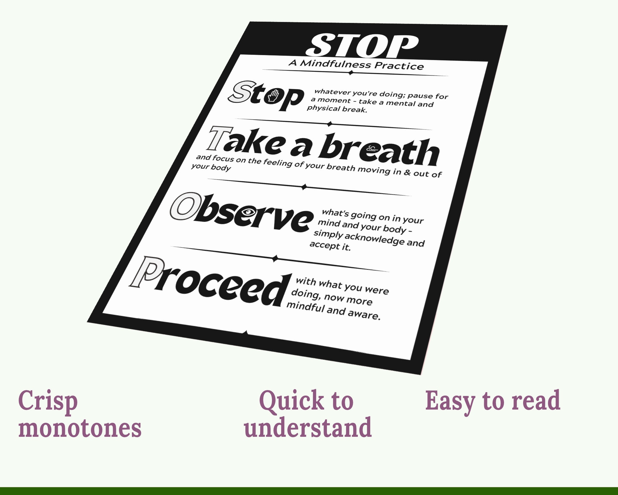 Printable Mindfulness Poster PDF Instant Digital Download STOP ...