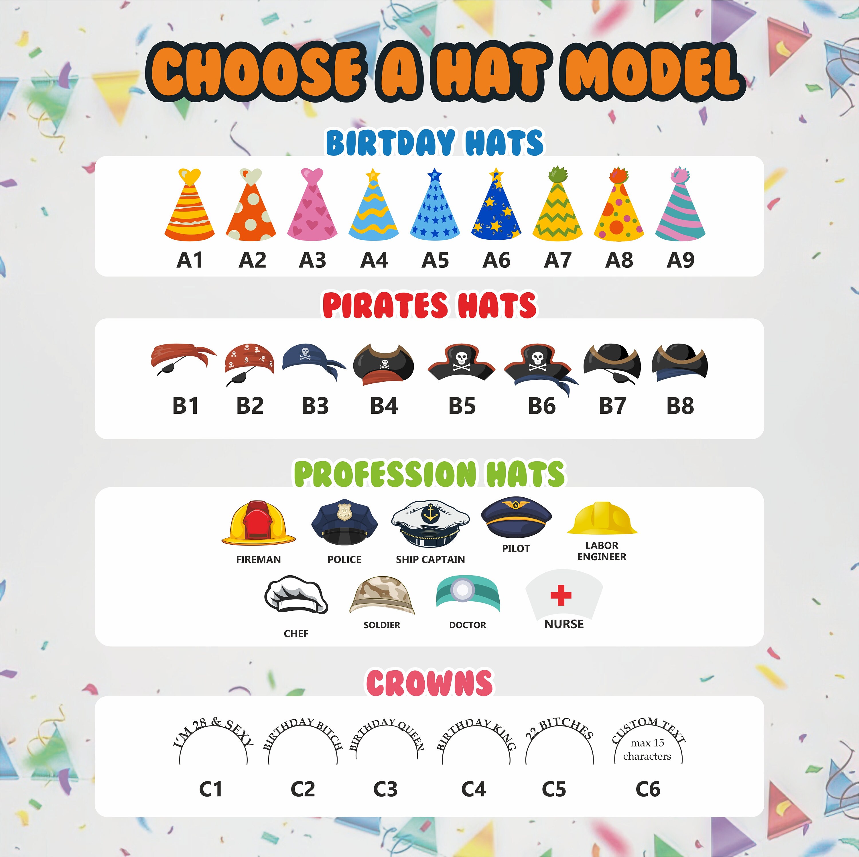 Happy Birthday Bannerpersonalized Party Hat Banner for - Etsy