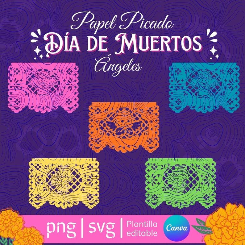 Day of the Dead Papel Picado Vectors | Editable Canva Template | Print ...