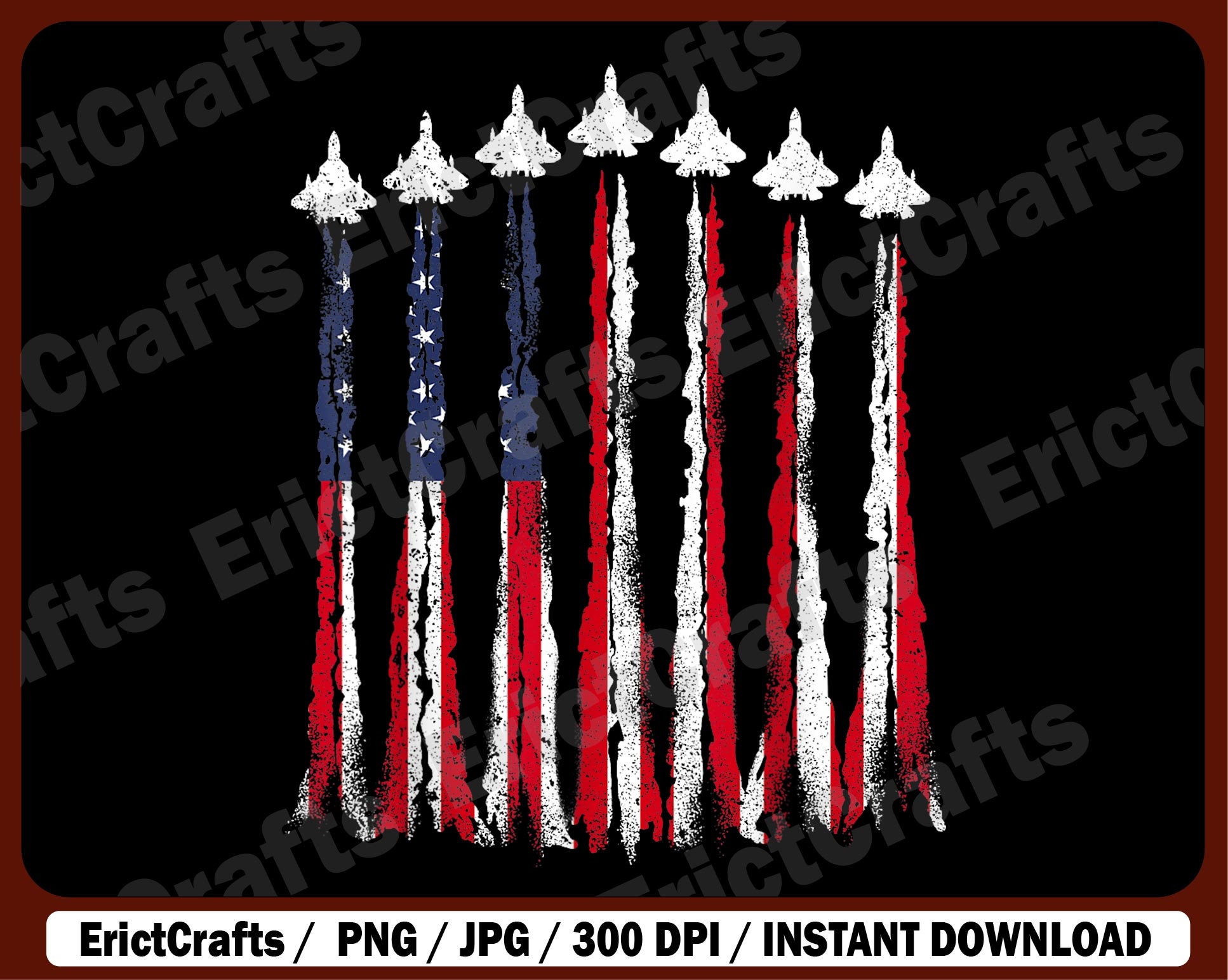 Fighter Jet Airplane USA Flag Png Air Force Flag 4th of July - Etsy