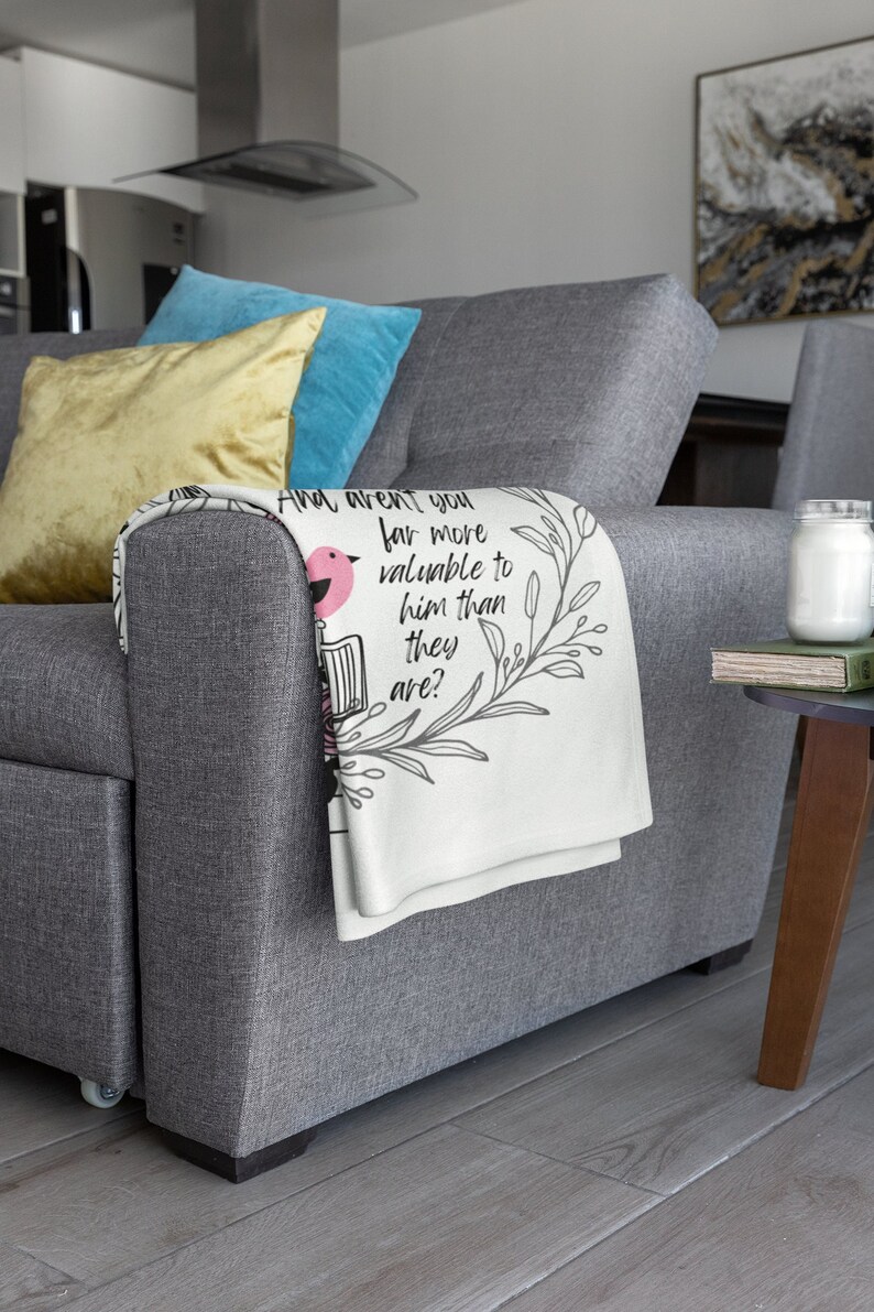 Christian Throw Blanket Fleece Bird Cage Scripture Verse "look at the ...