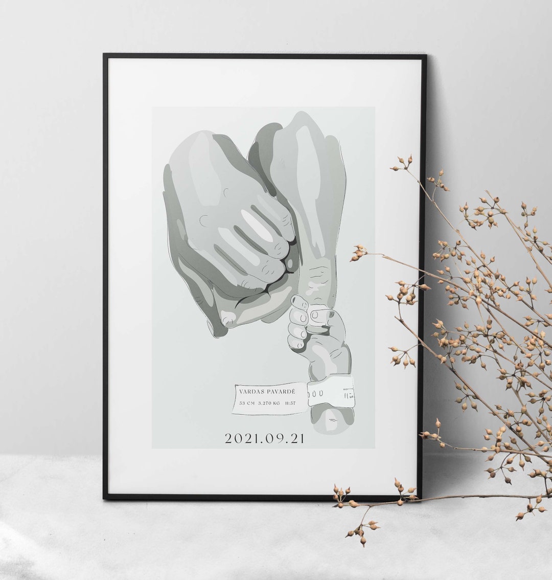 Newborn Baby Print, Matt Paper Personalised Birth Details, Baby Wall ...
