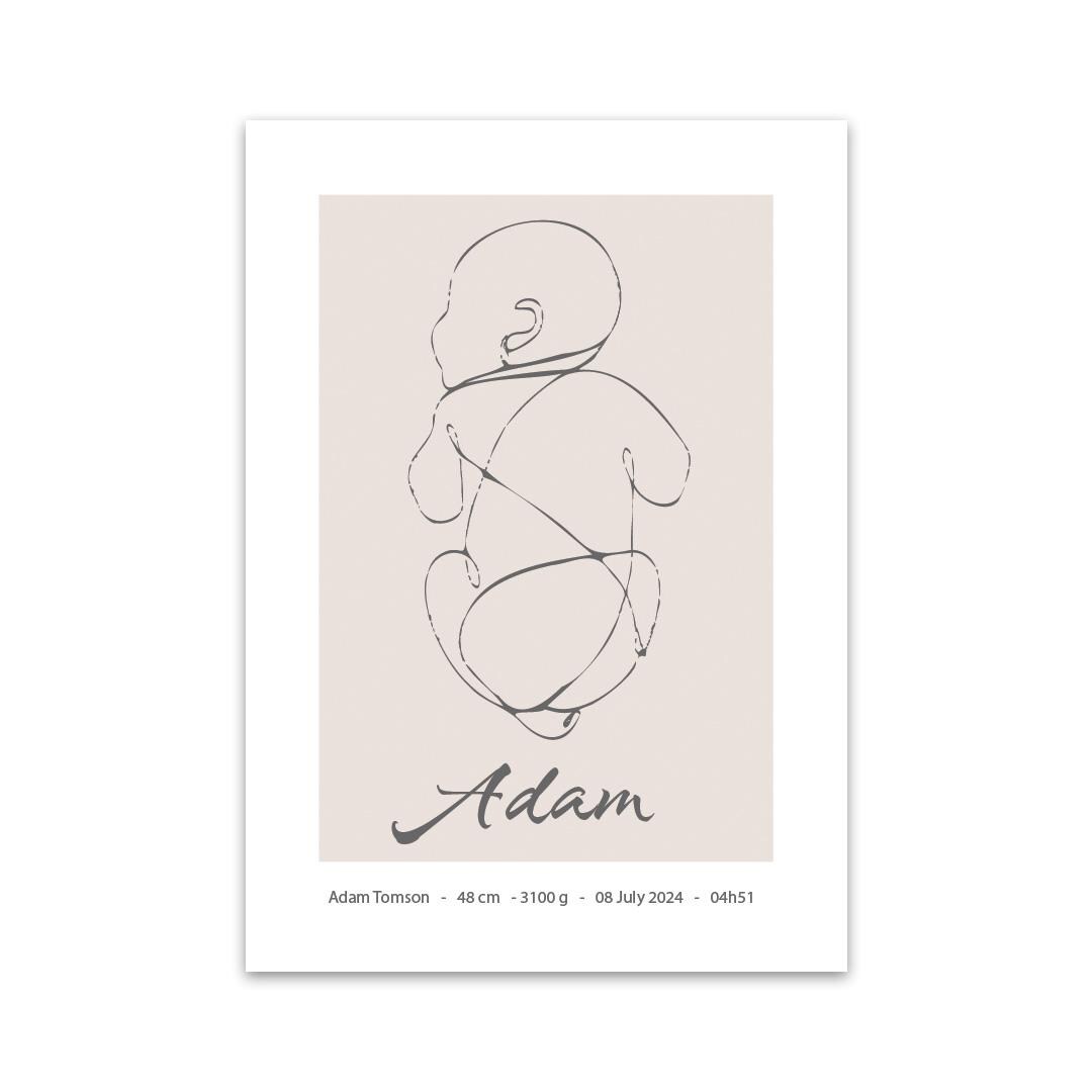 Digital Personalised Newborn Baby Print File Birth Details Line Baby ...