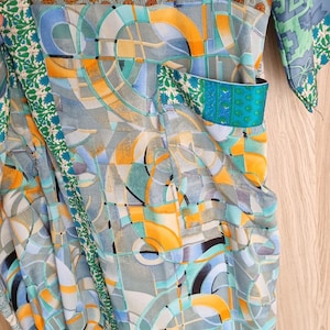 Patchwork Silk Kimono Vintage Sari Patchwork Jacket Ankle Length Silk