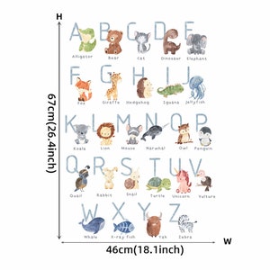 Animal Alphabet Wall Stickers, Children's Early Education Room ...