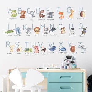 Animal Alphabet Wall Stickers, Children's Early Education Room ...