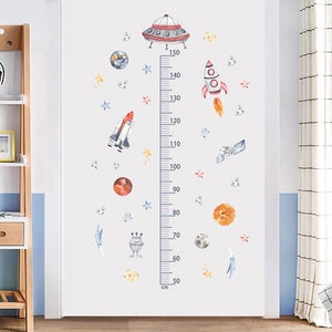 Cartoon Spaceship Rocket, Height Wall Stickers Self-adhesive, Children ...