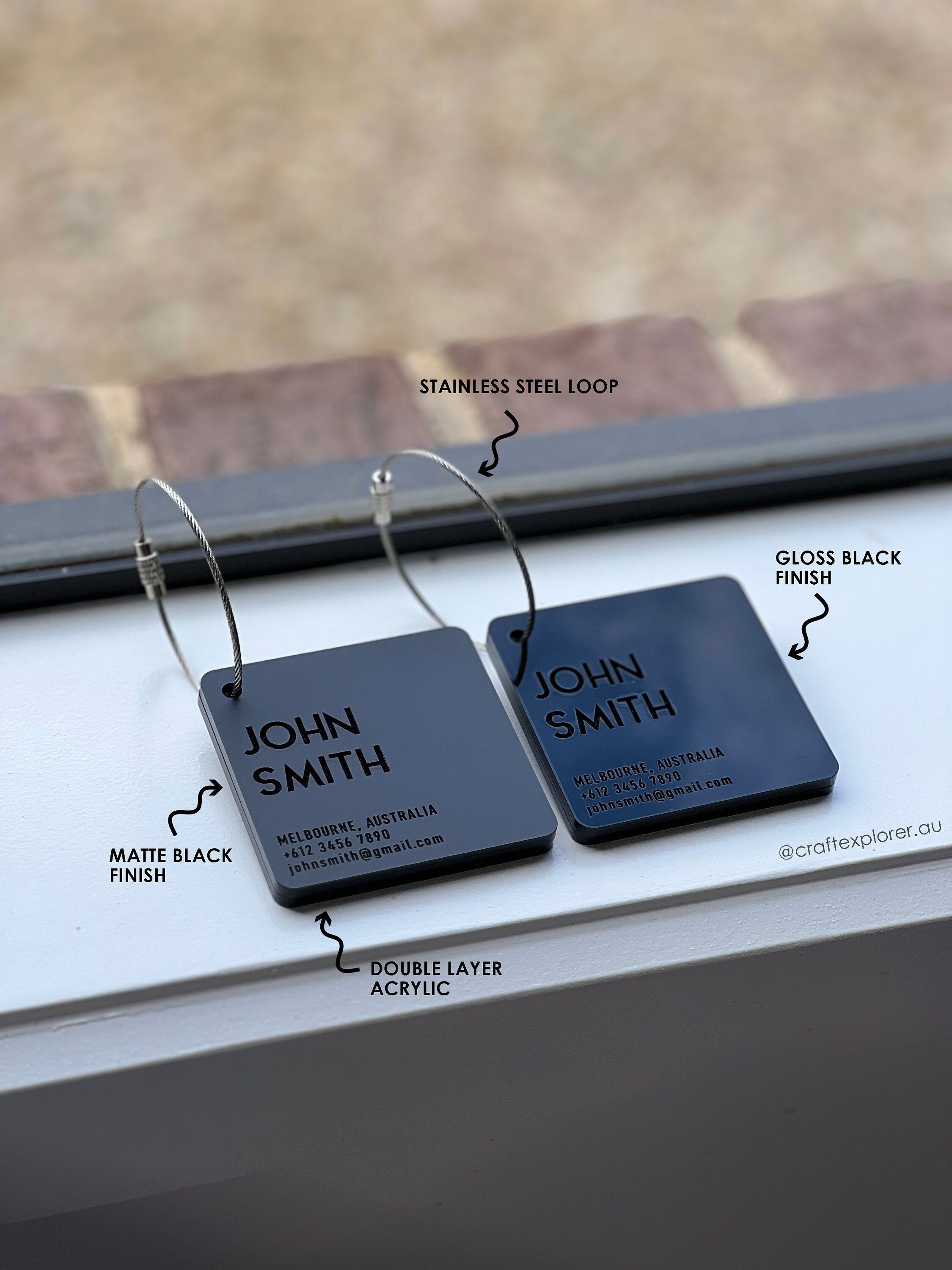 Personalised Travel Luggage Tags | 6mm Thick | 6cm by 6cm Size ...