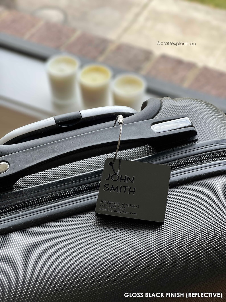 Personalised Travel Luggage Tags | 6mm Thick | 6cm by 6cm Size ...