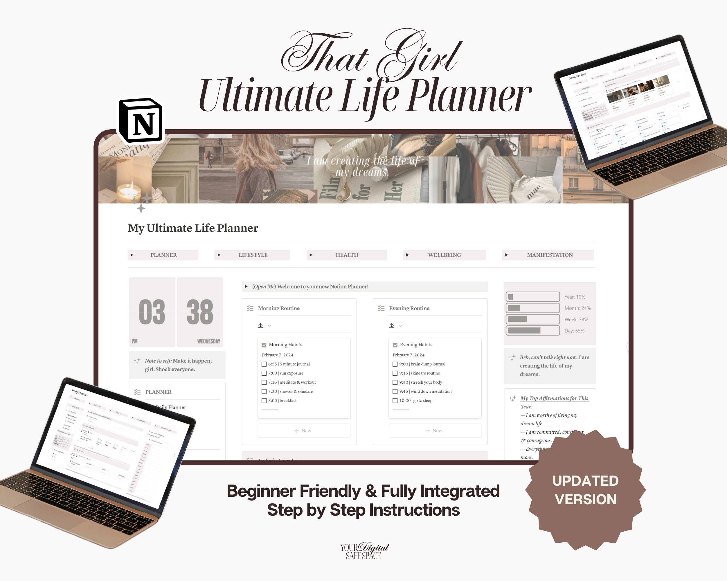 Notion Template Life Planner All in One Notion Dashboard Aesthetic ...