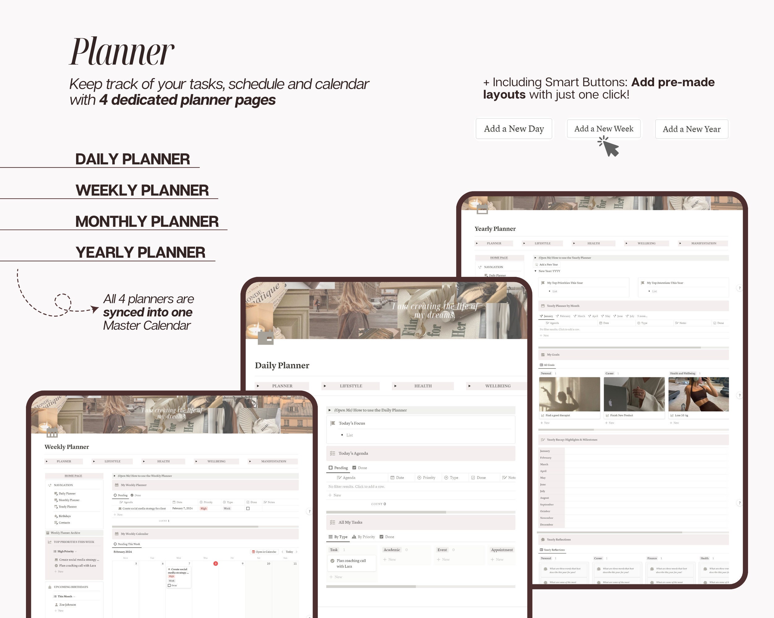 Notion Template Life Planner All in One Notion Dashboard Aesthetic ...