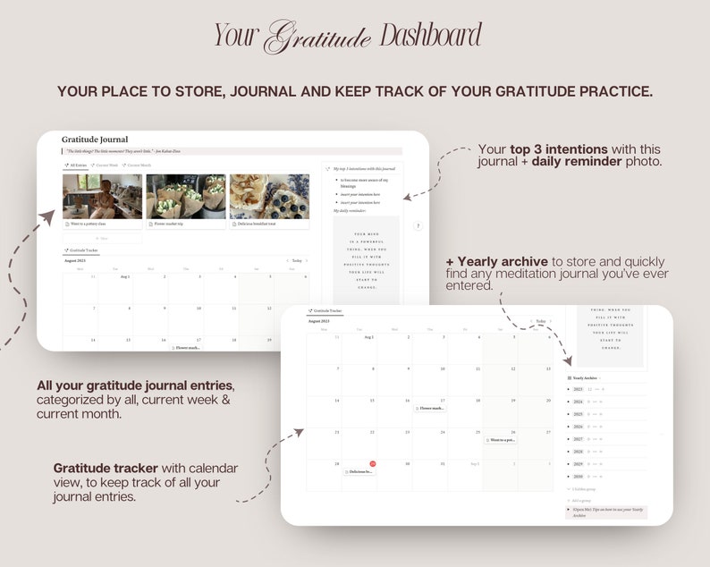 Notion Template Digital Gratitude Journal Notion Dashboard Mindfulness ...