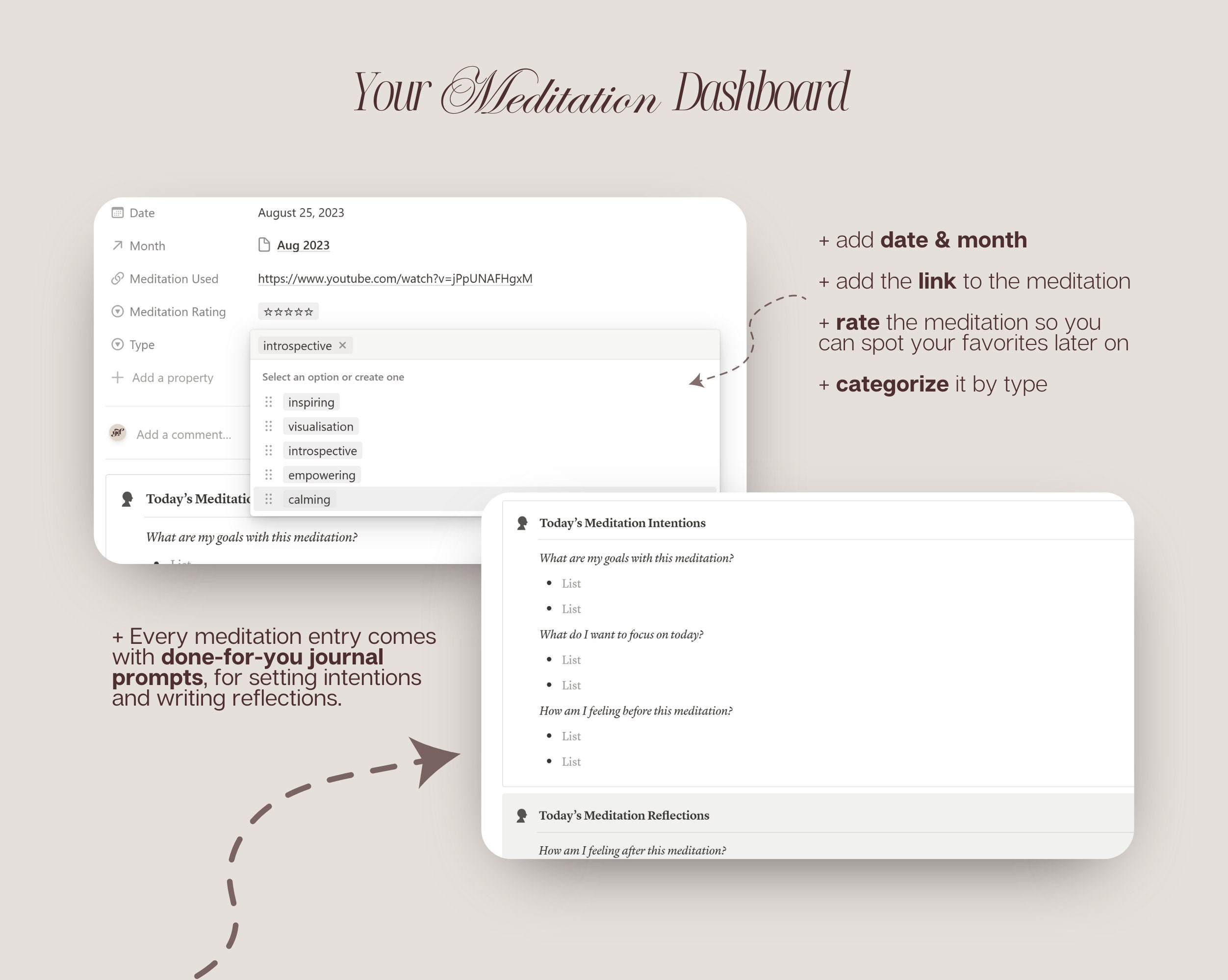 Notion Template Digital Gratitude Journal Notion Dashboard Mindfulness Journal Self Care Planner ...