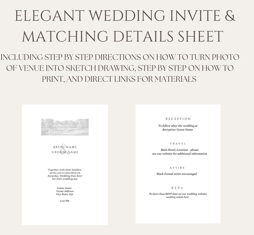 ELEGANT WEDDING INVITE + Details Template With Diy Step by Step ...