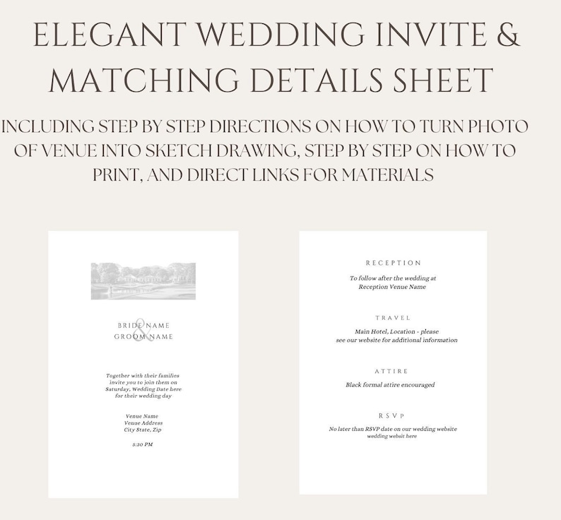 ELEGANT WEDDING INVITE + Details Template With Diy Step by Step ...