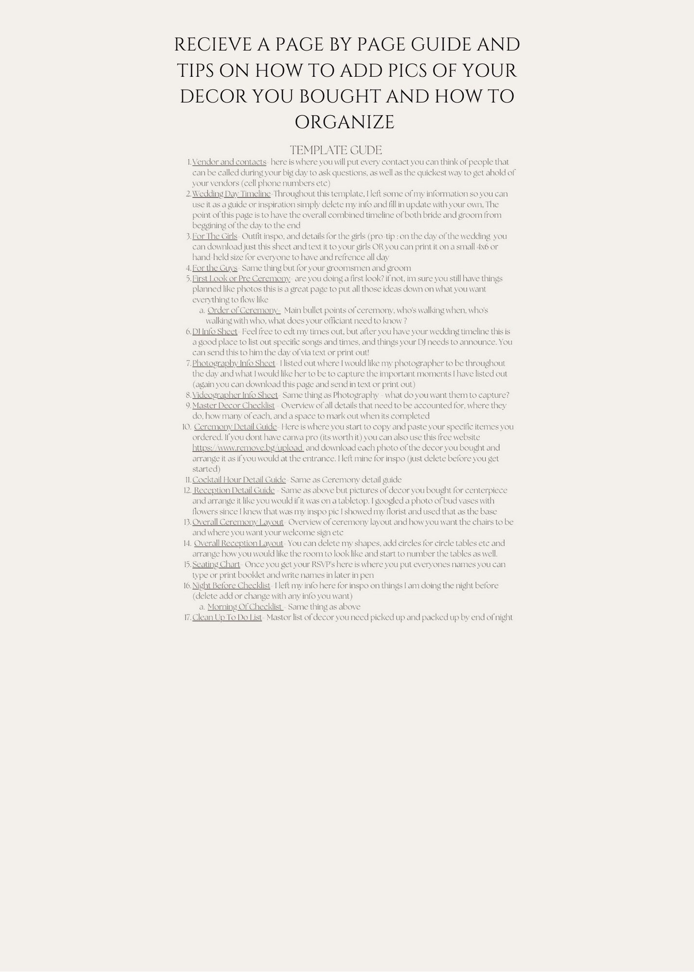WEDDING DAY HANDOUT Template Booklet - Etsy