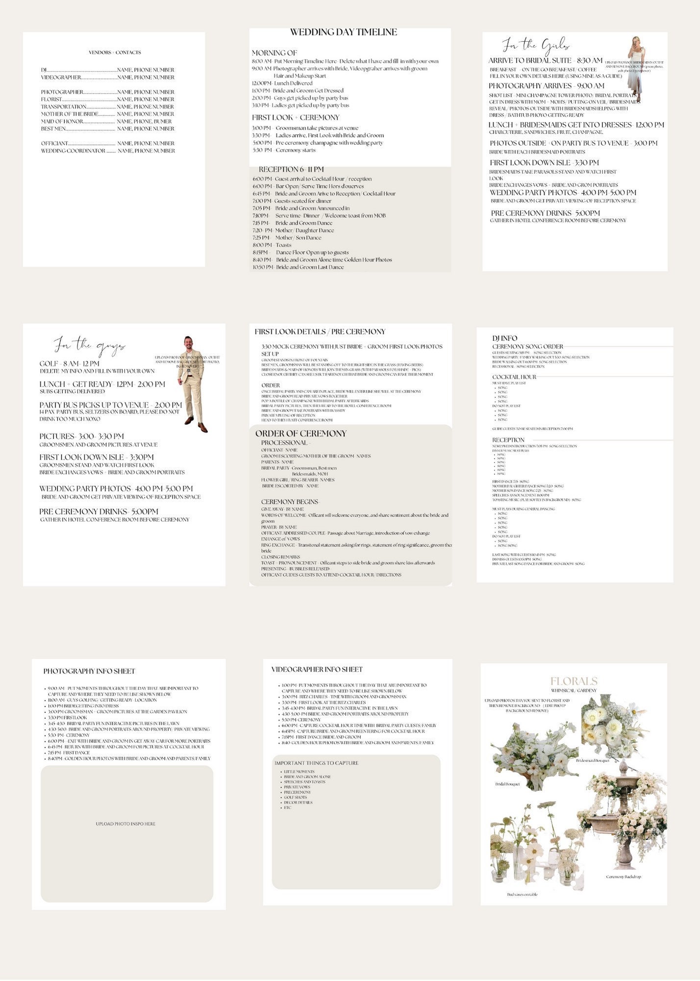 WEDDING DAY HANDOUT Template Booklet - Etsy