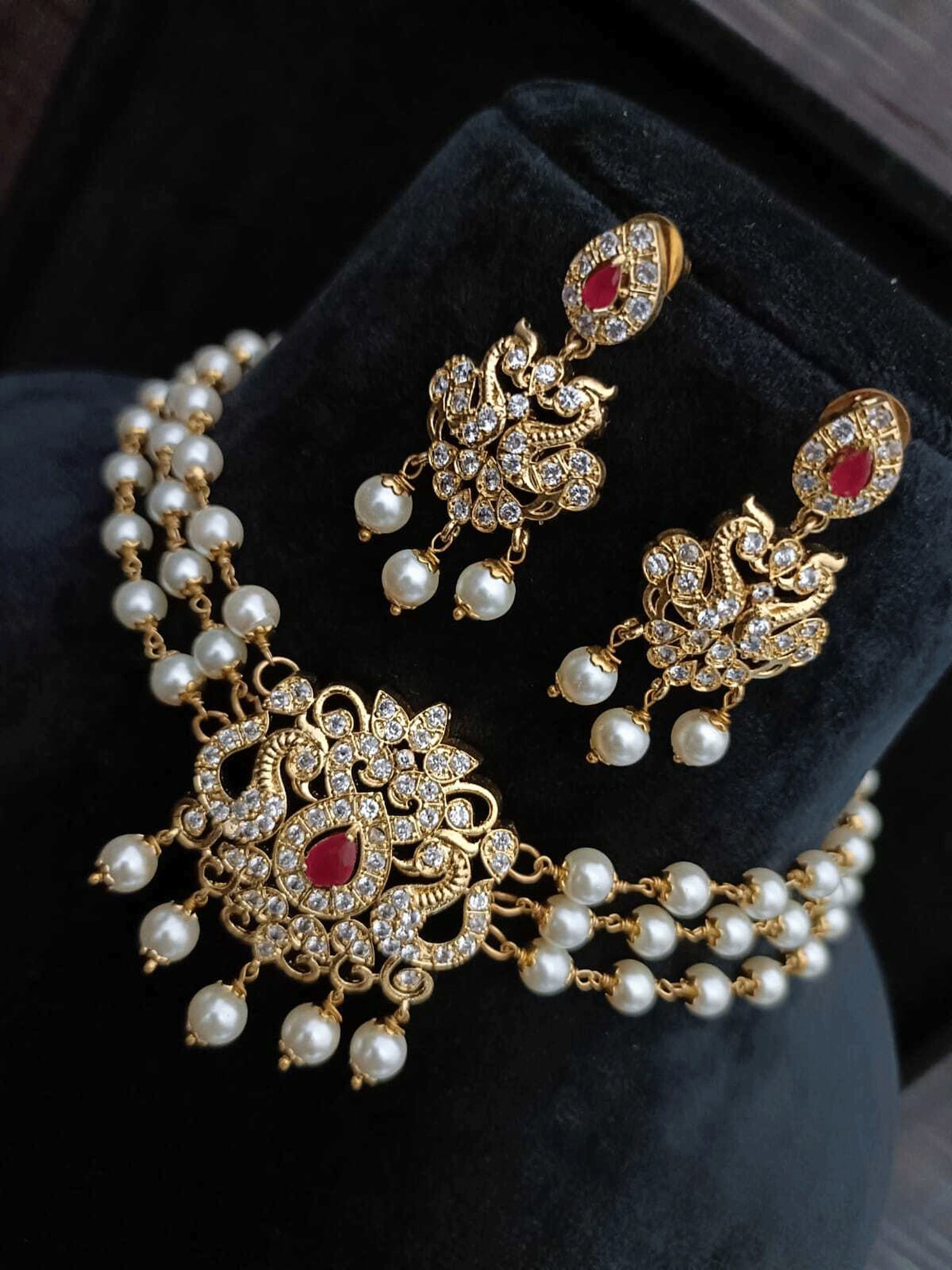 Gold Choker/ Pearl Necklace/ Indian Jewelry/ South Indian Jewelry ...