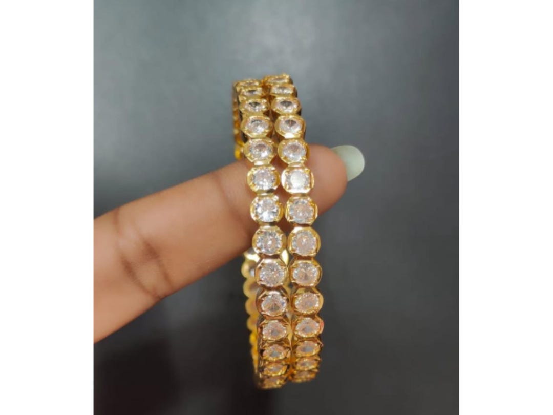 Panchaloha Impon CZ Stone White Bangles/ South Asian Bangles/ Antique ...