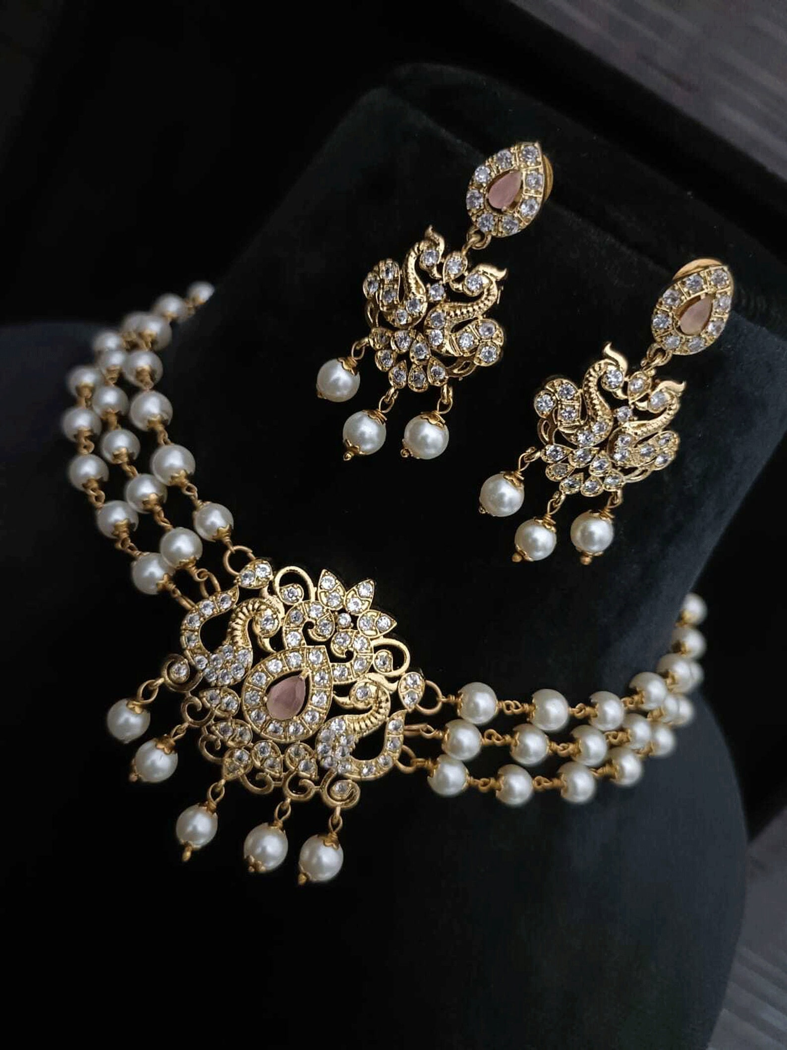 Gold Choker/ Pearl Necklace/ Indian Jewelry/ South Indian Jewelry ...