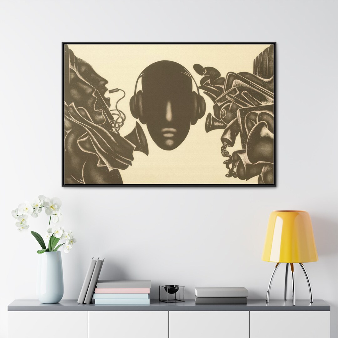 Abstract Man Listening to Music Wall Art Expressionist Music Lover ...