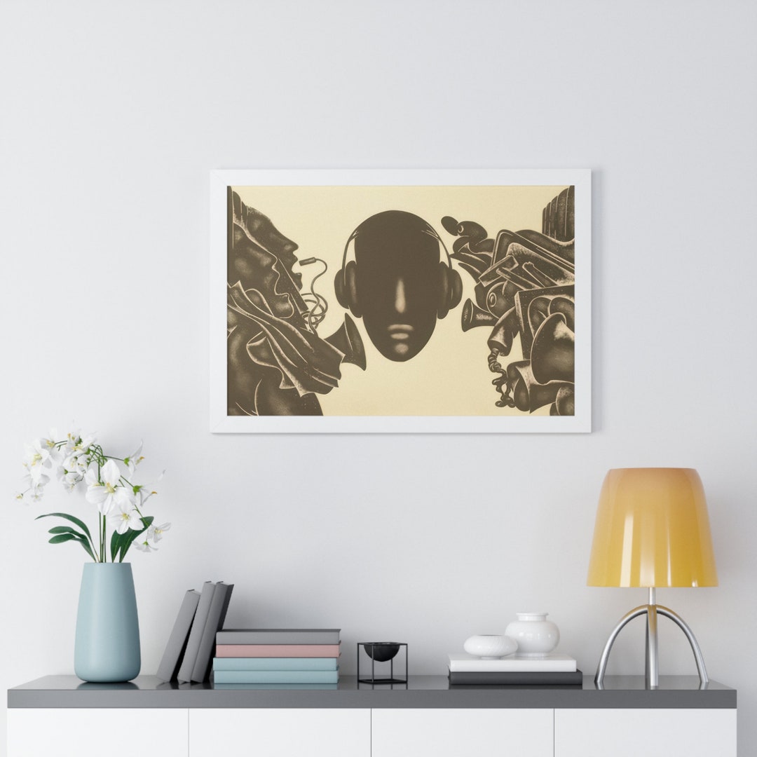 Abstract Man Listening to Music Wall Art Expressionist Music Lover ...