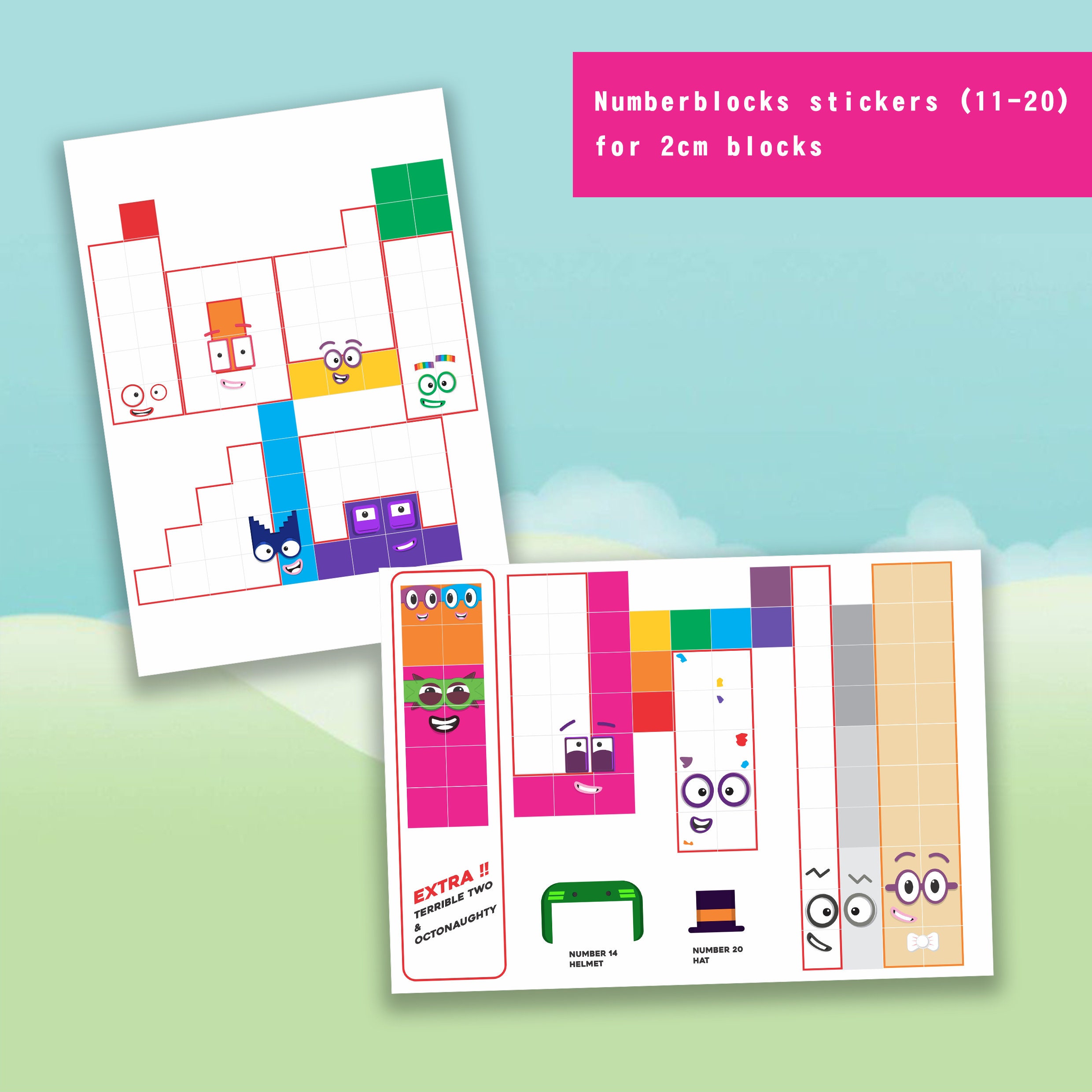 Numberblocks Face Stickers 11-20 for 2cm - Etsy UK