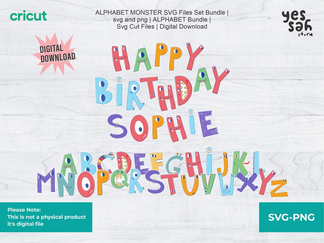 Alphabet A to Z Monster SVG Sticker Files Set Bundle Svg and Png ...
