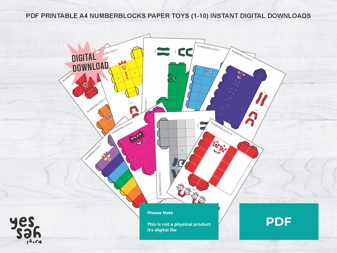 PDF Printable A4 Numberblocks Paper Toys (1-10) Instant Digital ...